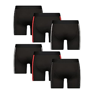 EVERLAST Mens Boxer Briefs, Perfect Boxer Brief for Men Pack of 6 Active Performance Mens Underwear (Small, Red/Charcoal Heather/Light Grey)