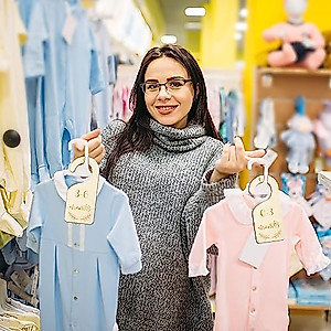 LUTER 7pcs Baby Closet Dividers, Wooden Cute Nursery Hanger Dividers Baby Wardrobe Dividers from Newborn to 24 Months Baby Clothes Organizer Easily Organize Your Baby's Room (Style 2)