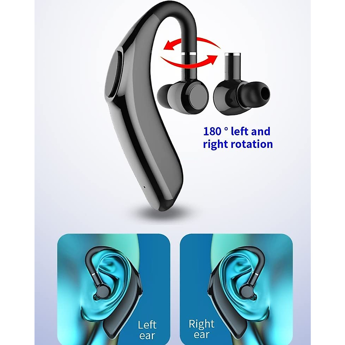 Wireless Bluetooth Handsfree Single Earphone Headset for iPhone Samsung Android, Black