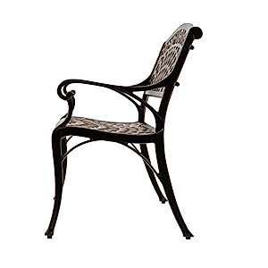 Patio Sense 63285 Scarlet Cast Aluminum Patio Bench Heavy Duty Rust Free Metal Construction Lightweight Easy Assembly for Front Porch Backyard Lawn Garden Pool Deck - Antique Bronze Finish