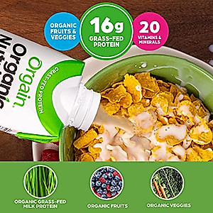 Orgain Organic Nutritional Shake, Vanilla Bean - Meal Replacement, 16g Grass Fed Whey Protein, 20 Vitamins & Minerals, Gluten Free, Soy Free, Kosher, Non-GMO, 11 Fl Oz (Pack of 12)
