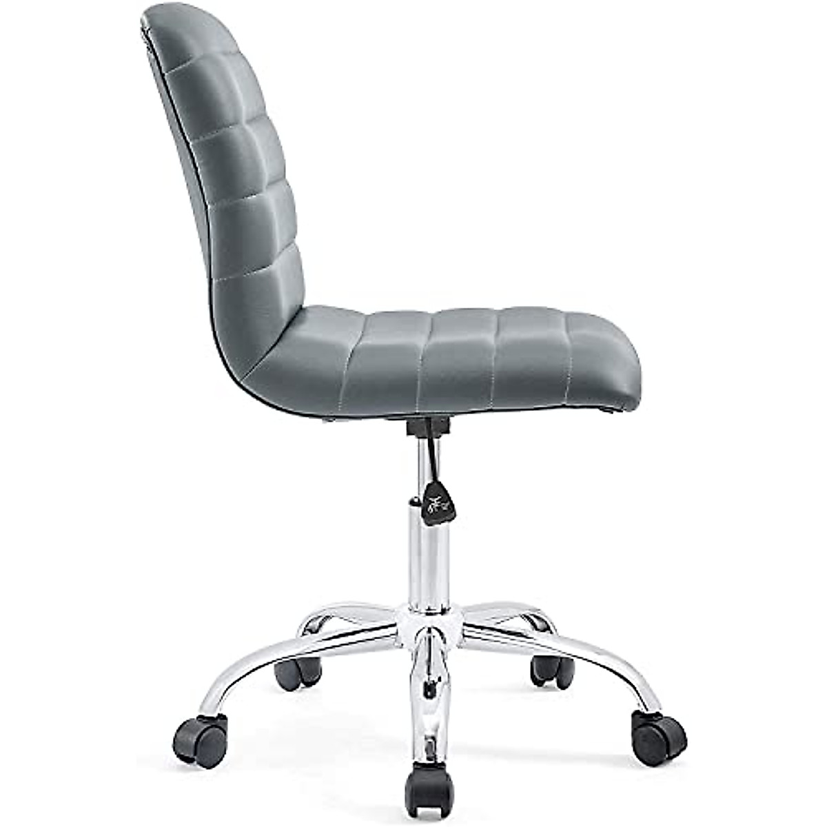 Modway Ripple Ribbed Armless Mid Back Swivel Computer Desk Office Chair In Gray