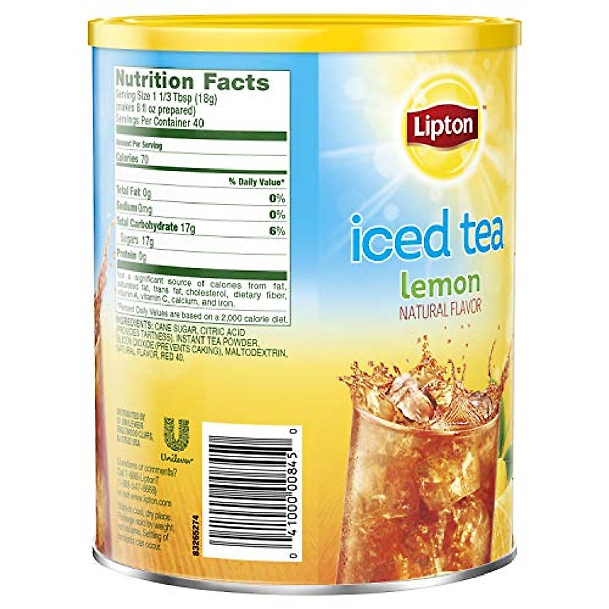 Lipton Lemon Iced Tea Mix, Sweetened, Makes 10 Quarts (Pack of 6)