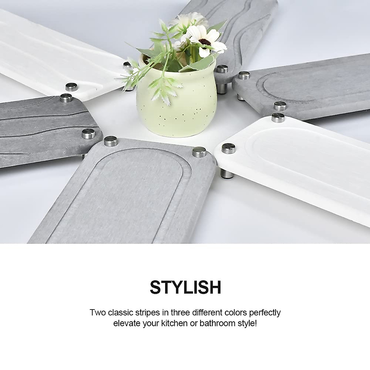 bukfen Instant Dry Sink Organizer, Bathroom Sink Fast Drying Stone,Diatomaceous Earth Sink Caddy for Kitchen Counter and Bathroom Counter, Dark Gray, Oval Groove(11.02x4.33x1.10in)