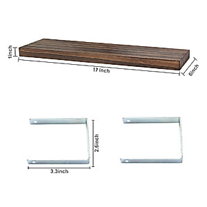 IKJZIZP Rustic Farmhouse Floating Shelves for Wall Decor Storage Wood Wooden Wall Shelves for Bedroom Bathroom Kitchen Living Room - Brown Set of 4