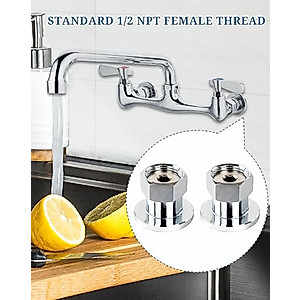 Phivan Commercial Faucet Parts Brass Coupling Flanges 1/2 Inch NPT Female Eccentric Flanged Inlet fits 8 Inch Center Wall Mount Faucets Coupler Replace (2 Pcs)