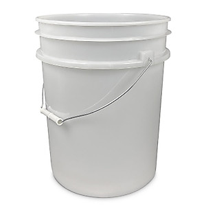 5 Gallon Bucket Only, Made in USA, Food Grade, Durable 90 Mil All Purpose Pail, Contains No BPA Plastic, Premium HPDE, Lids Not Included (Natural, 1)