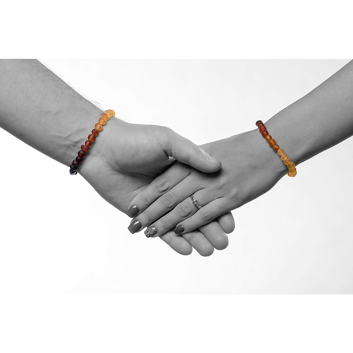 AMBERAGE Natural Baltic Amber Bracelet for Adults (Women/Men) - Hand Made from Raw-Unpolished/Certified Baltic Amber Beads(6 Colors) (7, Raw-Unpolished Rainbow)