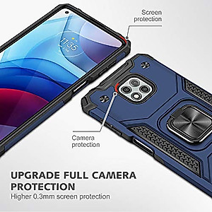 Amytor Designed for Motorola Moto G Power 2021 Case [2 x Tempered Glass Screen Protector] [ Military Grade ] 17Ft. Drop Tested Armor Protective Phone Case with Magnetic Car Mount Ring Kickstand (Blue)