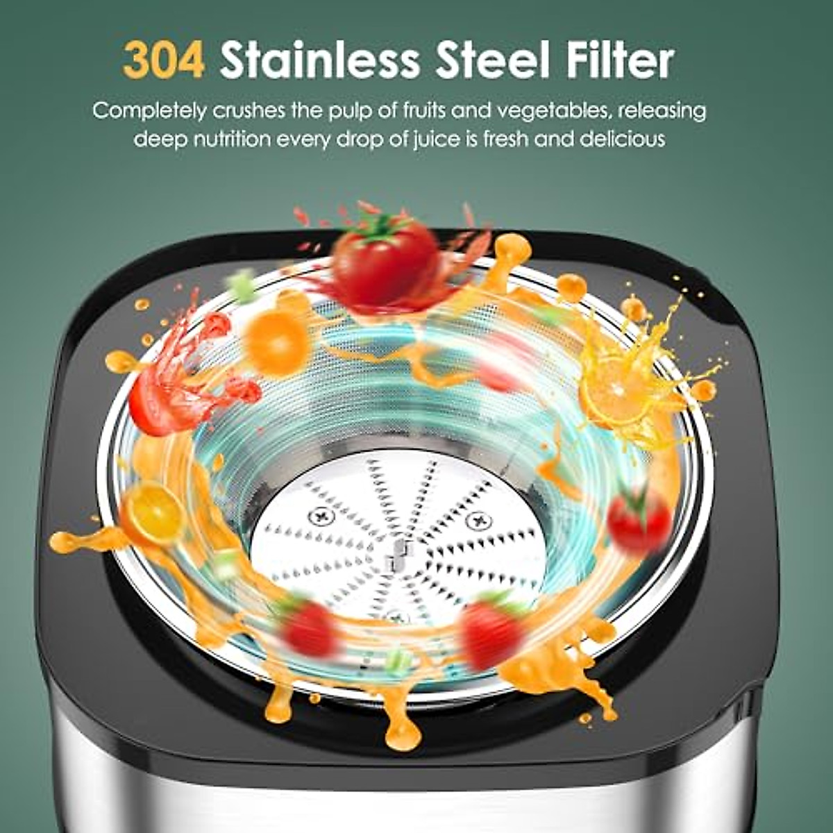 Juicer Machines, KOIOS 600W Centrifugal Juicer Extractor with 3 Speeds, 2.5'' Feed Chute for Fruit and Vegetable, 304 Stainless Steel,Easy to Clean,Anti-drip,BPA Free, Included Brush,Black