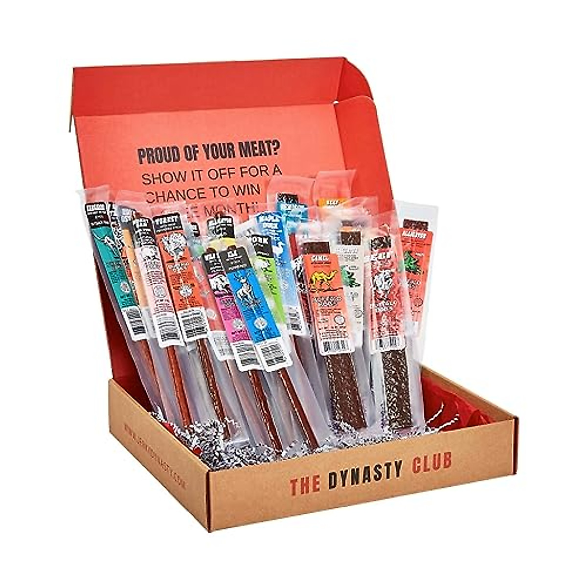 Jerky Dynasty The Ultimate 27-Piece Exotic Jerky with Gift Box - Buffalo Bob's Wild Game Jerky Variety Pack - Exclusive Flavors, Hefty Discount, Great for Stocking Stuffer & Protein Snack - Farm Raised