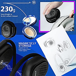 Alioth Portable Neck Fan - Hands Free, Bladeless, 360° Rotatable Battery Operated Wearable Personal Fan, 3 Speeds Cooling, Rechargeable, Leafless, Headphone Design, Mini USB Powered Desk Fan (Black)