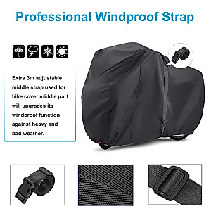 WAEKIYTL Bike Cover Waterproof Outdoor XL XXL Bicycle Cover for 2 Bikes Oxford Fabric Rain Sun UV Dust Wind Proof Motorcycle Covers for Mountain Road Electric Bike Tricycle Cruiser - Black XXL 420D