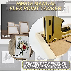 HM515 Point Driver, Manual Framing Tool with 1000PCS Flexible Points, 15mm(5/8”) Length Lightweight Flex Point Tacker for Picture Framing Joiner DIY