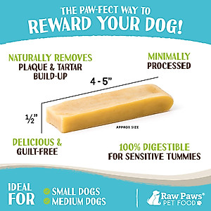Raw Paws Himalayan Yak Chews for Dogs, Medium Chews (4 Count) - Himalayan Cheese for Medium Dogs - Yak Bones for Dogs - Yak Milk Bones for Dogs - Dog Cheese Chews Himalayan - Yak Chews for Medium Dogs
