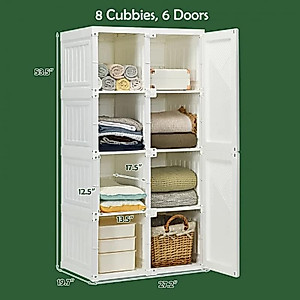 PDGJG Foldable Armoire Wardrobe Closet with 8 Cubby Storage Closet Shelf Storage Bedroom Furniture Storage Cabinet
