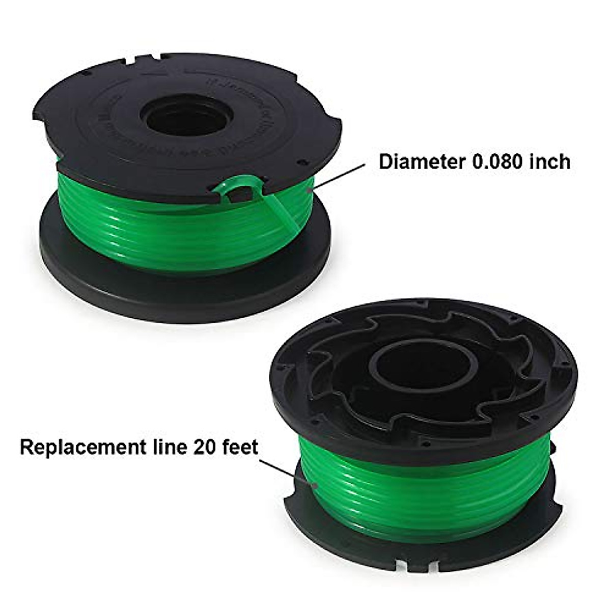 Eyoloty SF-080 Trimmer Replacement Spools Compatible with Black Decker SF-080-BKP GH3000 GH3000R LST540 LST540B Weed Eater 20ft 0.080" Edger Refills with 90583594 Cover Cap (4 Spool, 1 Cap)