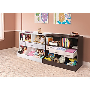 Badger Basket Combo Bin Toy Storage Unit and Book Shelf for Kids with 3 Baskets - White