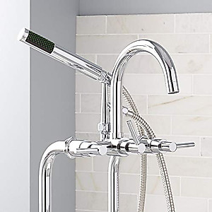 Signature Hardware 913704-31 31-1/2" Sebastian Floor Mounted Tub Filler Faucet - Includes Hand Shower, Valve Included