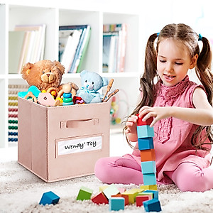 artsdi Set of 10,Foldable Cube Storage Bins with 10 Labels Window Cards & a Pen,Baskets Containers for Shelves,Closet Organizers Box for Home & Office,Pink