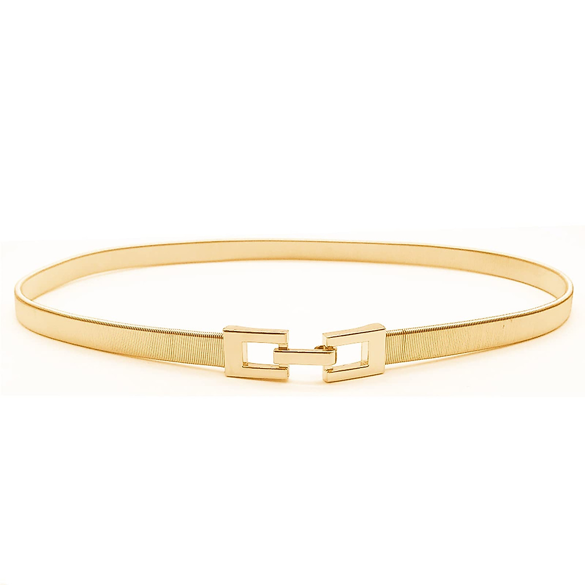 Tanpie Skinny Waist Belt of Women Elastic Metal Stretch Chain Belt Gold Medium