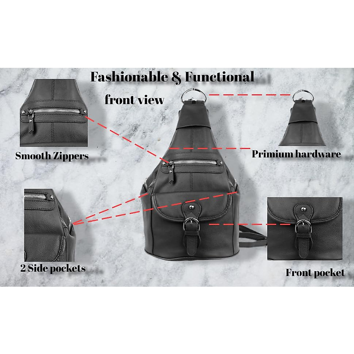 SILVERFEVER Women's Medium Backpacks Genuine Leather Backpack Purse Sling Organizer (Cffee Brown)