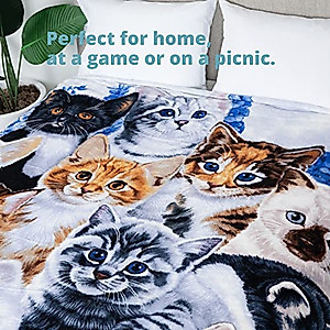 Dawhud Direct Collage Kitten Fleece Blanket for Bed, 75" x 90" Queen Size Cute Fleece Throw Blanket for Girls, Women, Men and Kids - Super Soft Plush Cat Blankets for Cat Lovers Kitty Cats Print Throw