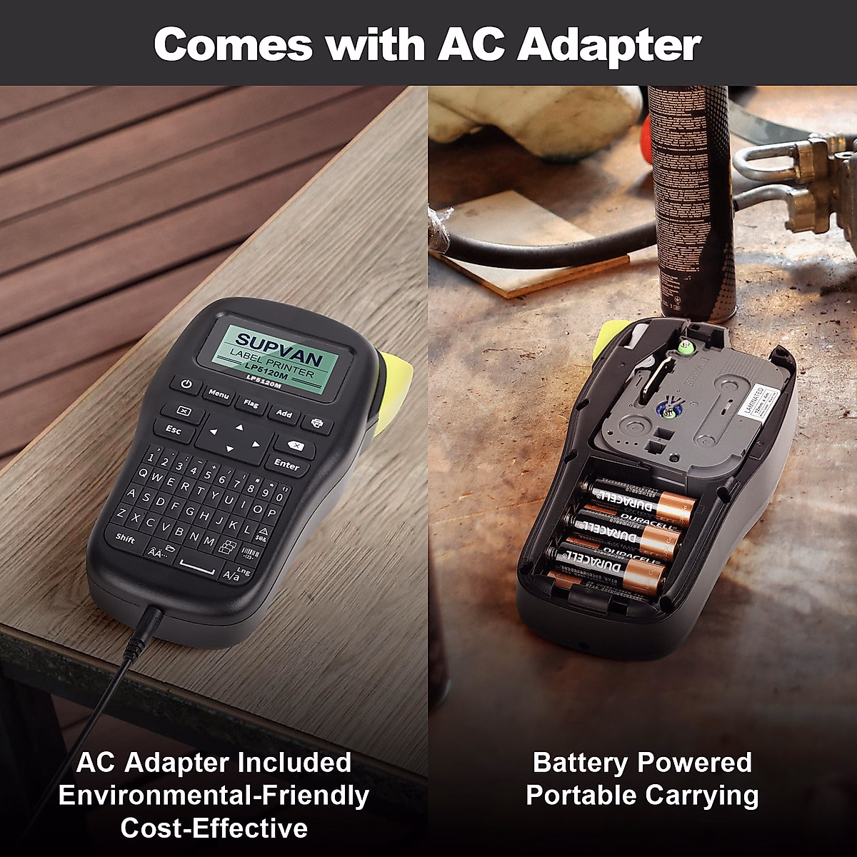 SUPVAN Label Maker Machine LP5120M Thermal Label Printer with Keyboard Multiple Template Available Laminated Label for Organization Work Office Black