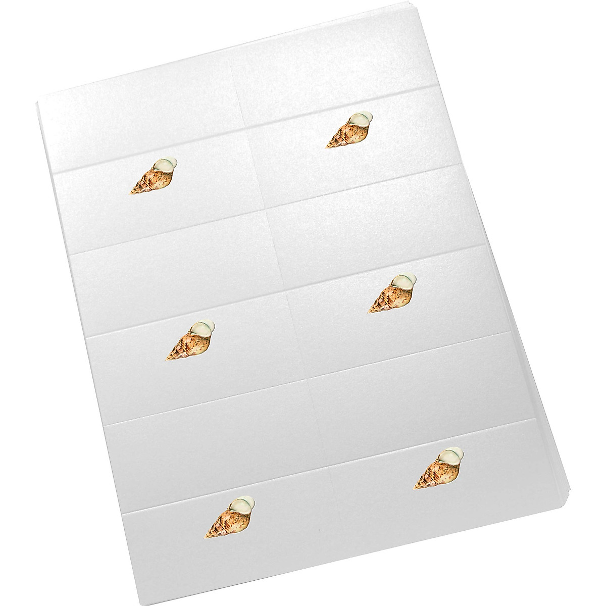 Assorted Seashell Printable Place Cards, Set of 60 (10 Sheets), Laser & Inkjet Printers - Wedding, Party, Dinner, and Special Events - Made in the USA