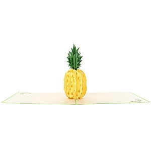 iGifts And Cards Hawaiian Pineapple 3D Pop Up Greeting Card - Fruit, Yellow, Sweet, Tropical, Green, Health, Hawaii, Half-Fold, Get Well, Just Because, Love, Special Days, Thank You, Happy Birthday