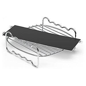 Philips Party Master Kit for Philips Airfryer XXL models, Double Layer Rack and Basket Divider, Dishwasher Safe Parts for Easy Cleaning and Storage, HomeID App, Silver (HD9950/01)