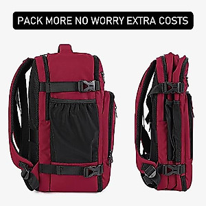 ECOHUB 16'' Travel Backpack For Women Men Airline Approved Personal Item Travel Bag Travel Essentials Laptop Backpack Casual Daypack Small Hiking Backpack Lightweight Waterproof Backpack, Red
