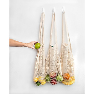 ECOBAGS Market Collection Reusable String Bag, Natural, Long Handle, Pack of 3