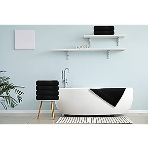 Monark Linen Bath Towel Black 24x48 Pack of 6 Bath Towel Set, Cotton Terry Towels for Bathroom, Quick Dry, Lightweight, Highly Absorbent, Soft Feel, Pool, Spa, Gym, Hand Towel for Daily Use