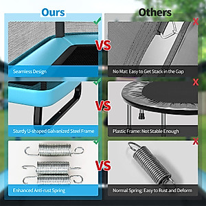 GYMAX 6FT Kids Trampoline with Swing, ASTM Approved Rectangle Recreational Trampoline with Enclosure Safety Net, Indoor/Outdoor Baby Toddler Play Combo Bounce, Birthday for Boy & Girl (Blue)