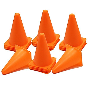 BLQH 36 Pack 7 Inch Plastic Traffic Cones Sport Training Cone Sets Field Marker Cones for Skate Soccer Agility Training & Physical Education Flexible (36)
