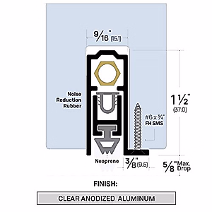 Fire Rated/Light Duty/Mortised/Automatic Door Bottom Seal for Concealed Vertical Rods (7323MA), SMS # 6 x 1/2'' Supplied, (48'' L x 9/16'' W x 1-1/2'' H)