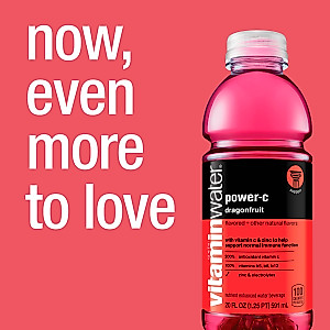 vitaminwater power-c electrolyte enhanced water w/ vitamins, dragonfruit drinks, 20 fl oz, 12 Pack