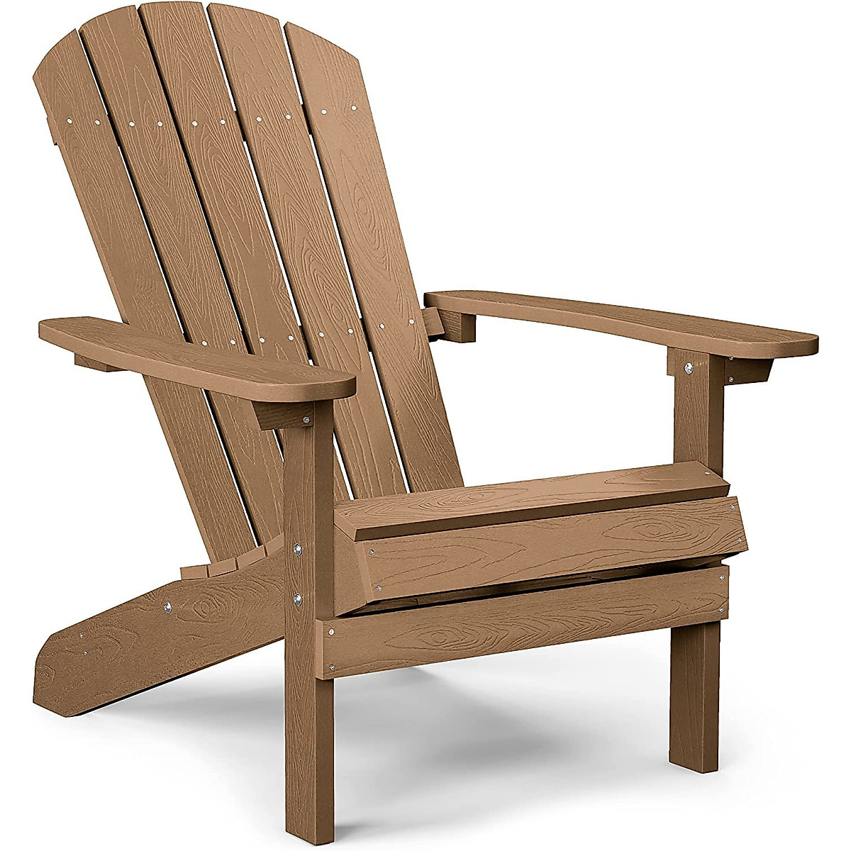 YEFU Plastic Adirondack Chairs Weather Resistant, Patio Chairs 5 Steps Easy Installation, Looks Exactly Like Real Wood, Widely Used in Outdoor, Fire Pit, Deck, Lawn, Outside, Garden Chairs (Teak)