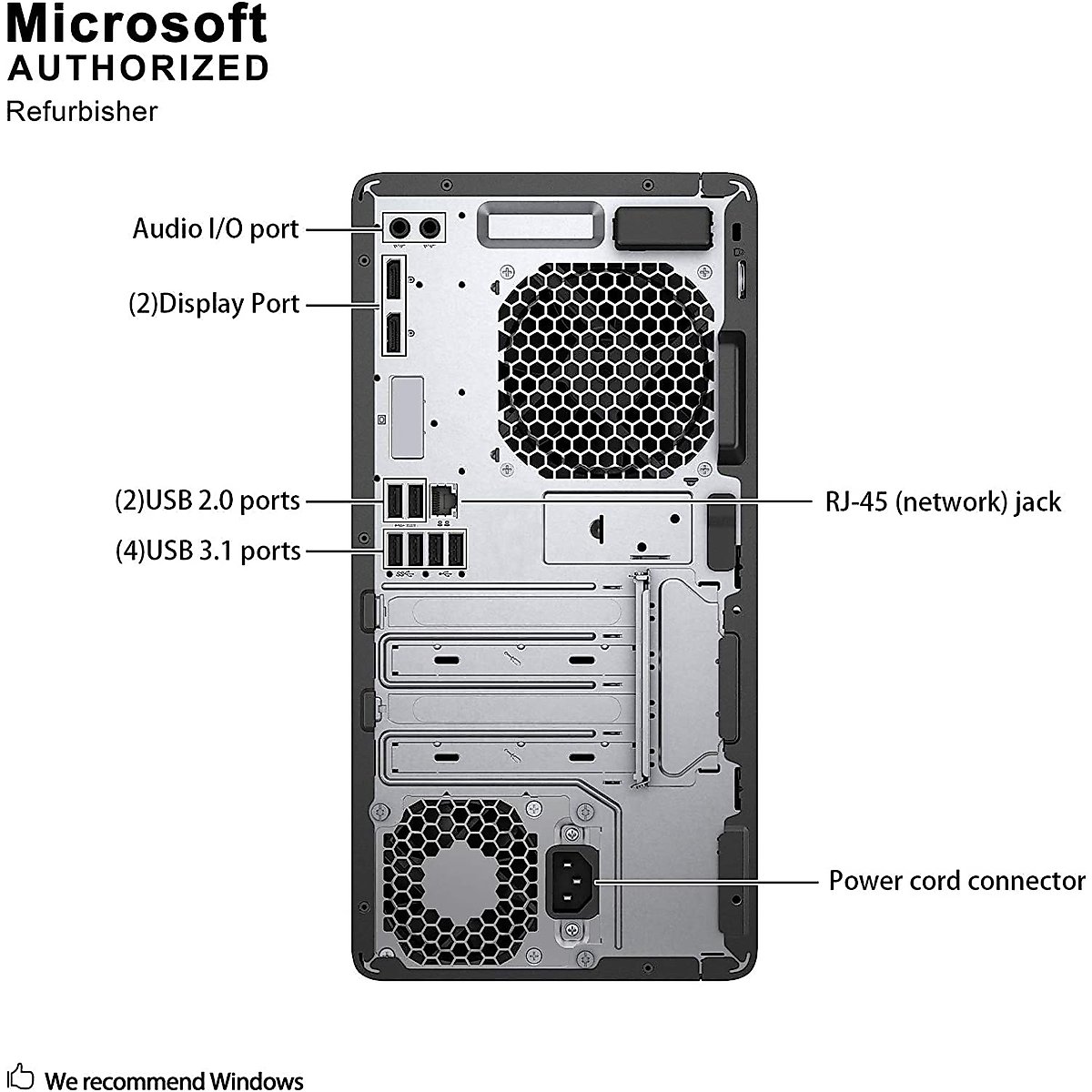 HP EliteDesk 800 G3 Tower Computer PC, Intel Quad Core i5-6500 up to 3.6 GHz, 8G DDR4, 500G, WiFi, Bluetooth, Windows 10 Pro 64 Bit-Supports English/Spanish/French (Renewed)