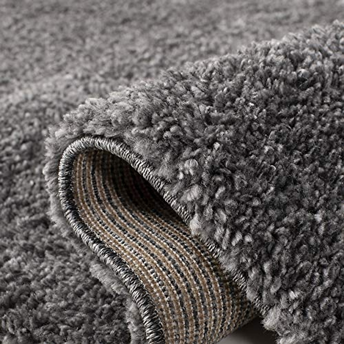 SAFAVIEH August Shag Collection 4' Square Grey AUG900F Solid 1.2-inch Thick Area Rug