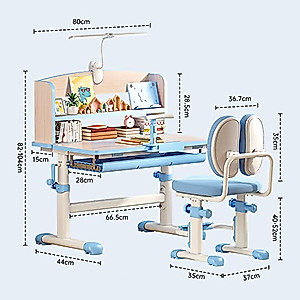 Kids Desk and Chair Set 3-18 Year Old, Toddler Chair and Table Set, with 0-60° Table Angle Adjustment and Easy to scrub graffiti painting desktop, Height Adjustable Ergonomic Children Study Desk ( Col