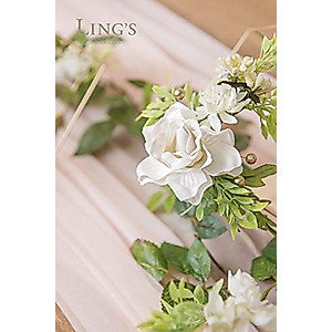 Ling's Moment Artificial Flowers White Gardenia Fake Flowers 2.7" 25 pcs w/Stem for DIY Wedding Bouquets Boutonnieres