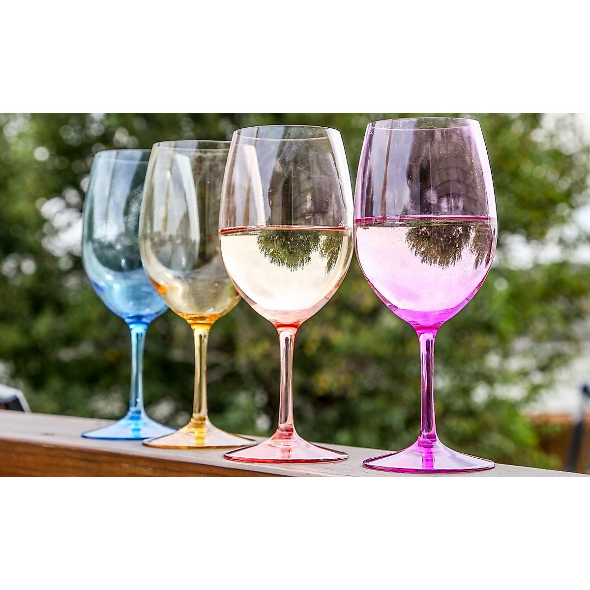 Lily's Home Unbreakable Acrylic Wine Glasses, Made of Shatterproof Tritan Plastic and Ideal for Indoor and Outdoor Use, Reusable (Multi - Light)