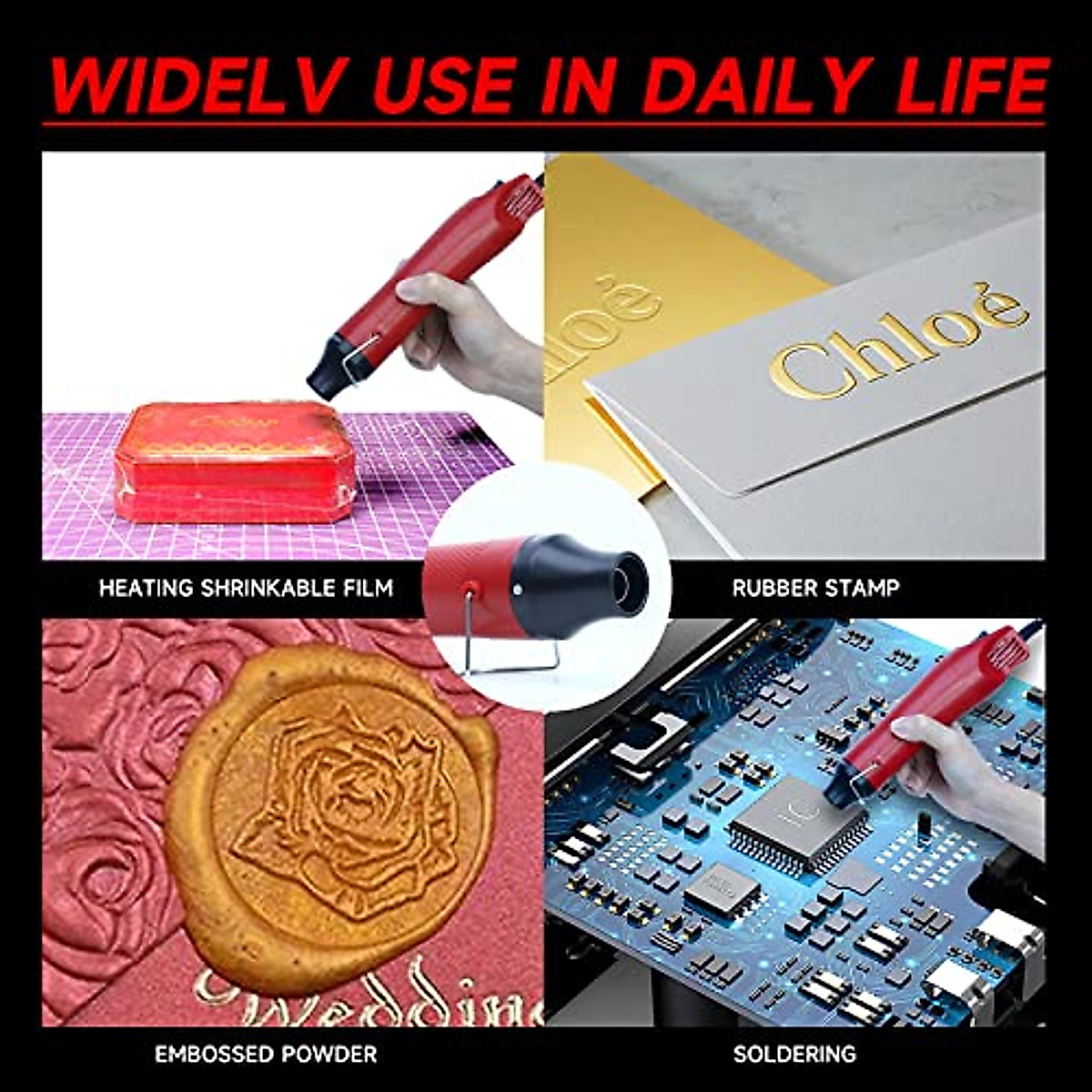 Mini Heat Gun, 300W Portable Heat Gun for Crafts, Fast Heating Handheld Hot Air Gun for DIY, Electronics Repairing, Wrapping, Soldering, Paint Removing and Watercolor Drying(RED)