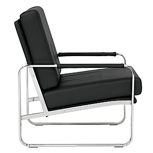 Studio Designs Home Allure Blended Leather Accent Arm Chair, Chrome/Black