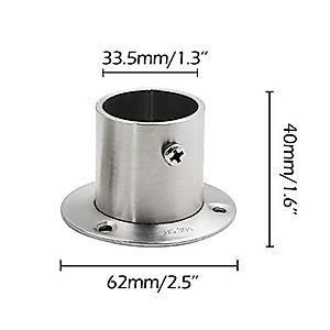 BTMB Stainless Steel Closet Rod Flange Holder Shower Curtain Socket Bracket Support for Pipe,Pack of 4 (Dia 32mm/1.25'')