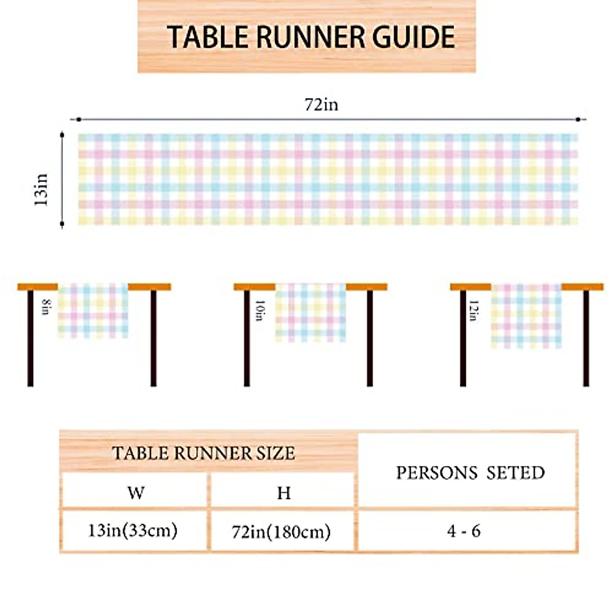 Linen Buffalo Check Plaid Spring Table Runner 72 Inches Long Farmhouse Spring Summer Easter Table Decoration for Home Kitchen Dining Room