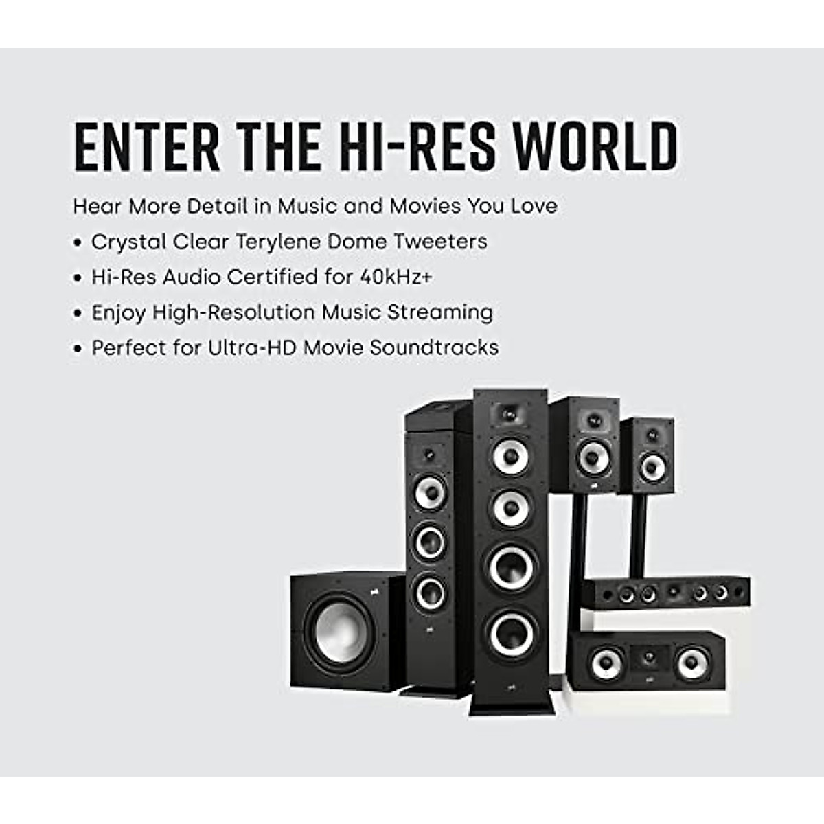 Polk Monitor XT35 Slim Center Channel Speaker - Hi-Res Audio Certified, Dolby Atmos & DTS:X Compatible, 1" Terylene Tweeter & Four 3" Dynamically Balanced Woofer, Wall-Mountable, Midnight Black