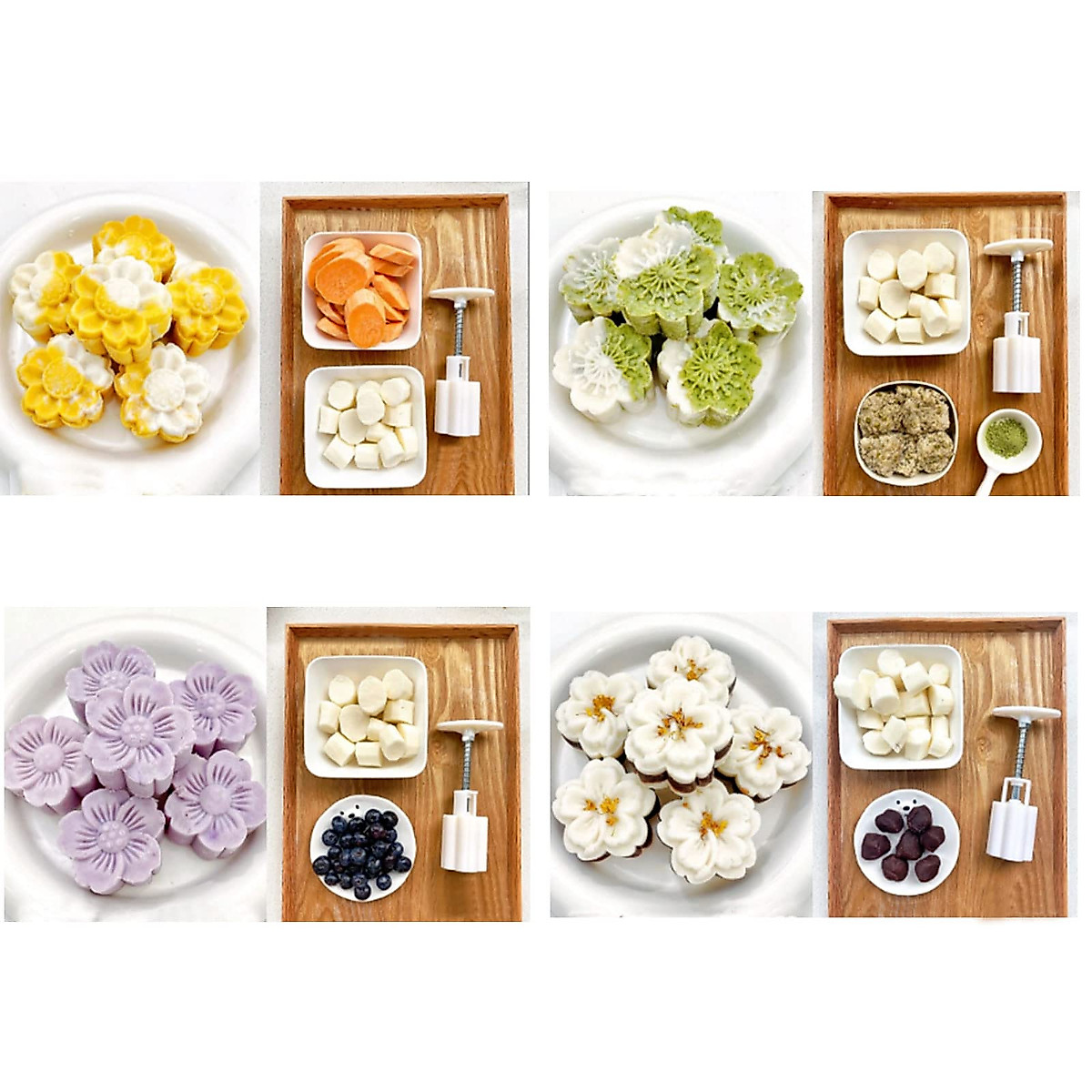 Fruit mid-autumn moon cake press mold, hand-pressed mooncake dessert DIY with 1 stamp flower, moon cake puff pastry press mold DIY (1 Chestnut Stamp-1)